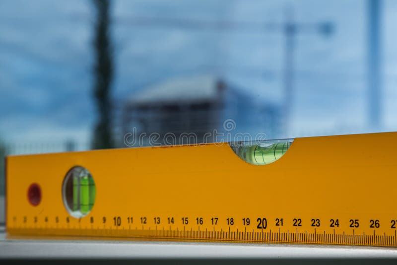 Yellow level stock photo. Image of home, line, installation - 59210658