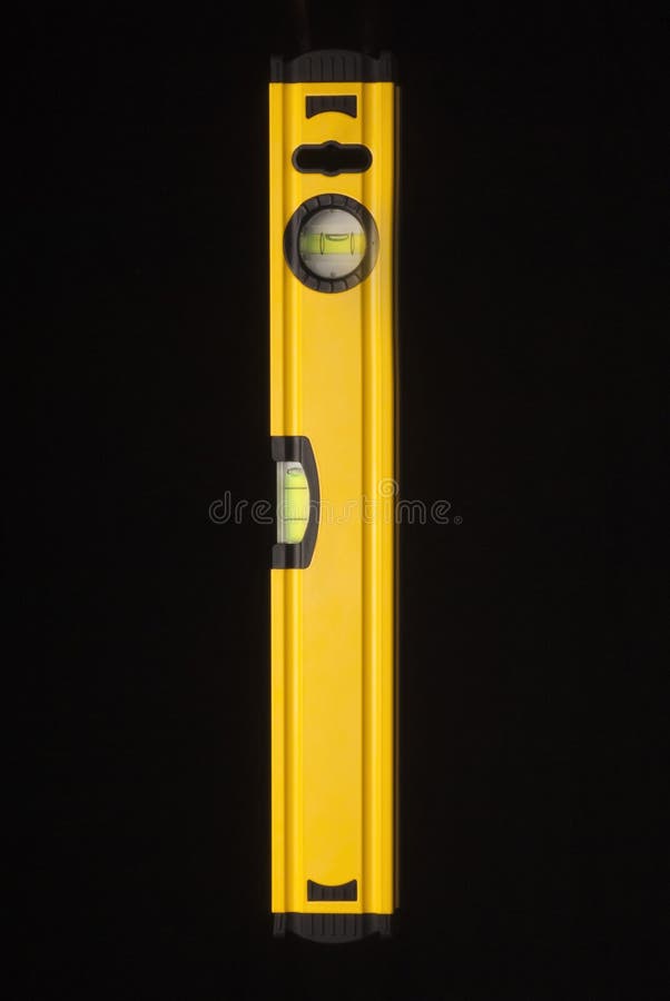 Yellow Level Tool on Blue Background. a Tubular Spirit Level Close-up ...