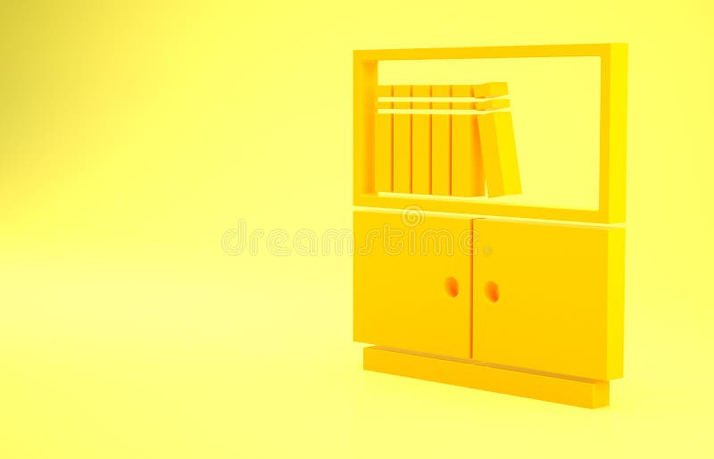 Yellow Library Bookshelf Icon Isolated on Yellow Background. Minimalism ...
