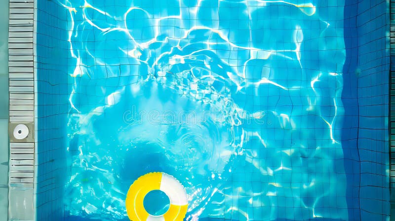 A Yellow Life Preserver Floating in a Pool Stock Photo - Image of ...