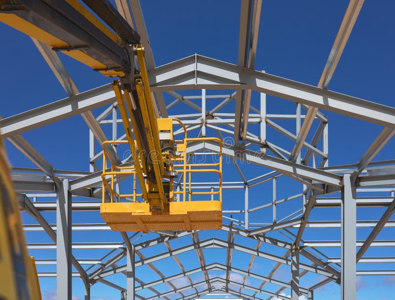 Yellow Lifting Platform for Construction in the Construction of Stock ...