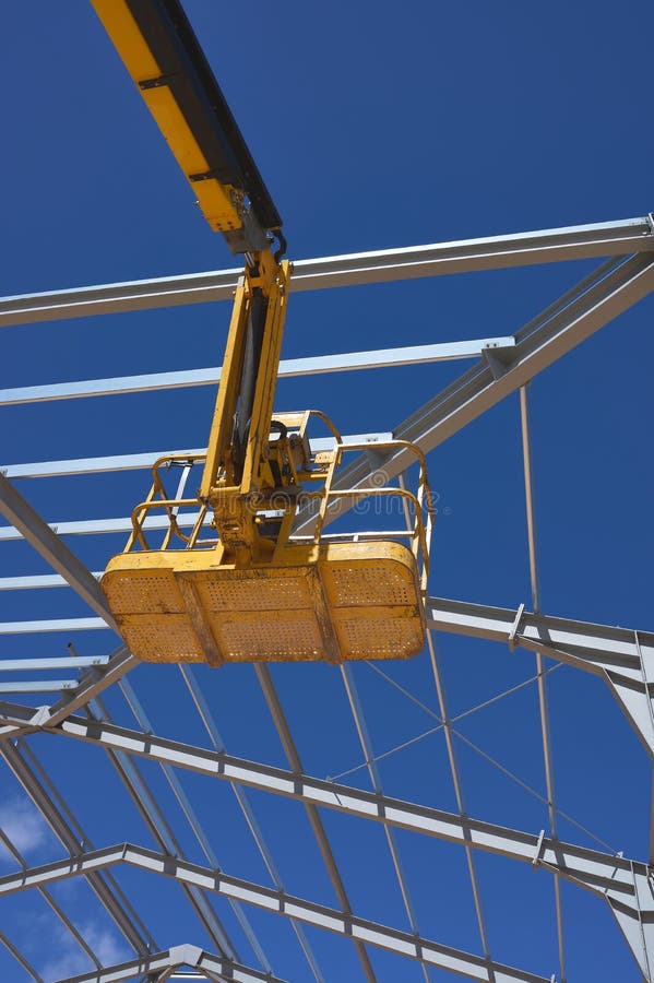 Yellow Lifting Platform for Construction in the Construction of Stock ...