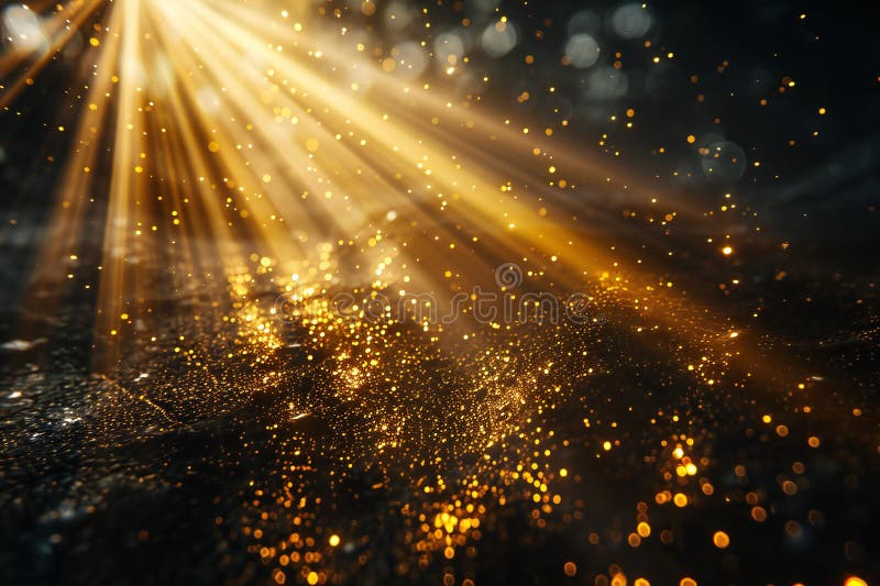 A Yellow Light Beam Shines Down from the Top Left Corner of an Empty ...