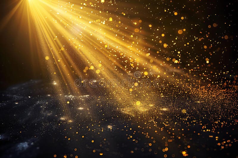 A Yellow Light Beam Shines Down from the Top Left Corner of an Empty ...