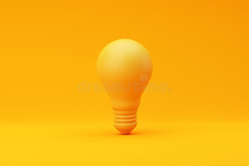 Yellow Light Bulb on Yellow Background. 3D Rendering. Creative Thinking ...