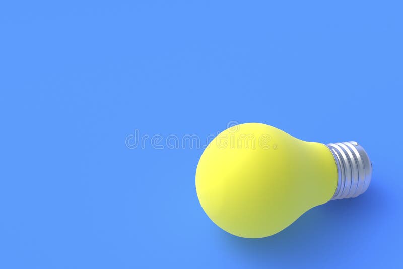 Yellow Light Bulb on Blue Background. Concept of Idea Stock ...