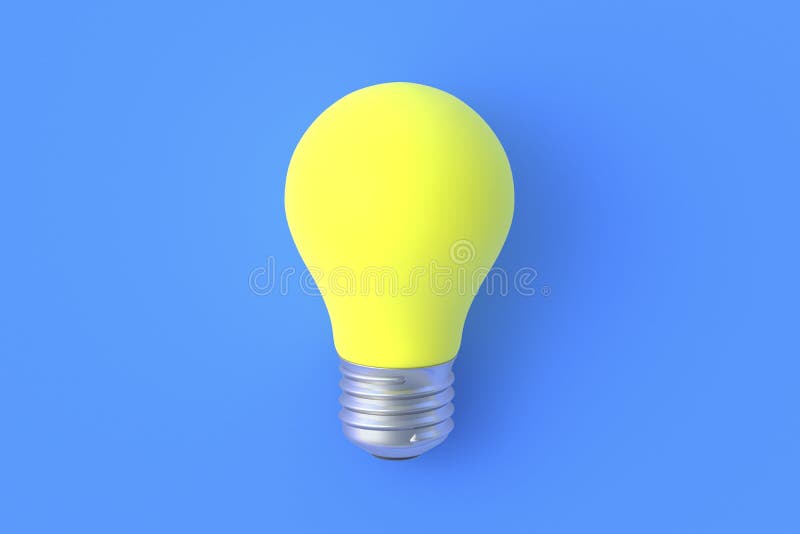 Yellow Light Bulb on Blue Background. Concept of Idea Stock ...