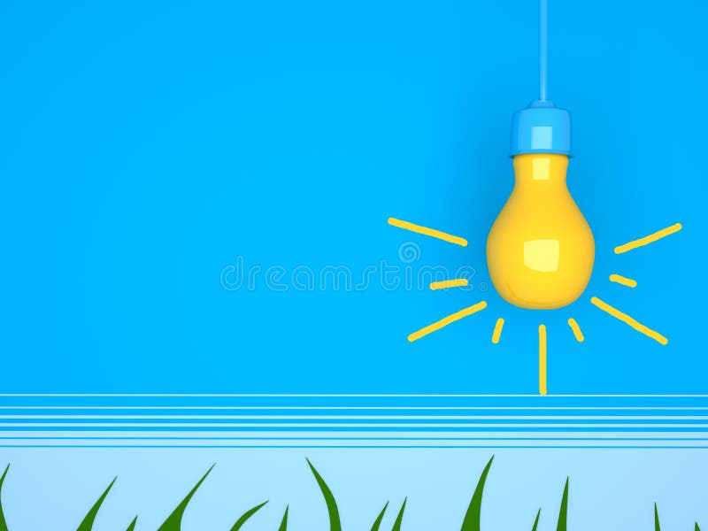 Yellow Light Bulb On Blue Background. Stock Illustration - Illustration ...
