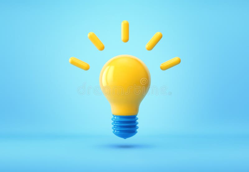 Yellow Light Bulb on Blue Background. Idea, Thinking Concept Stock ...