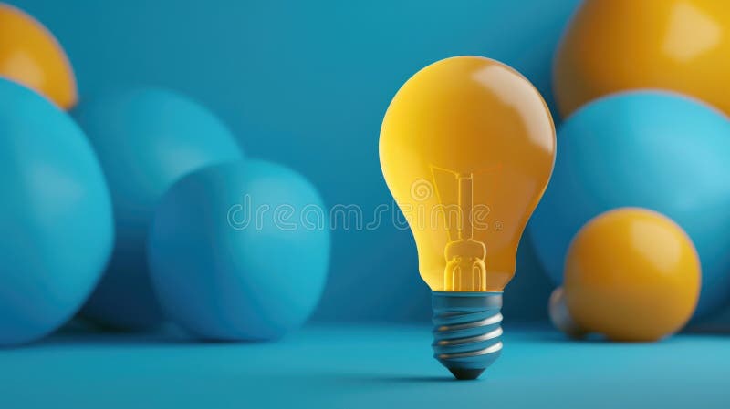 Yellow Light Bulb with Blue Balls Stock Image - Image of creativity ...