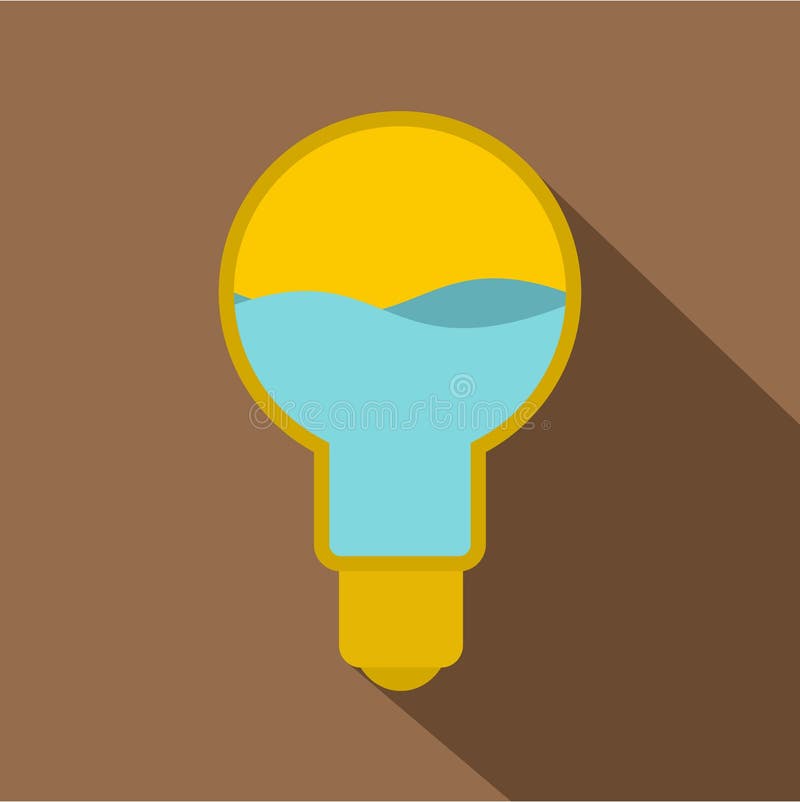 Yellow Light Bulb with Blue Water Inside Icon Stock Vector ...
