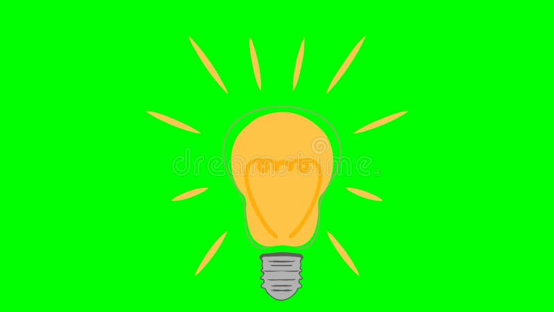 Yellow Light Bulb Cartoon Switch on with Green Screen Stock Footage ...