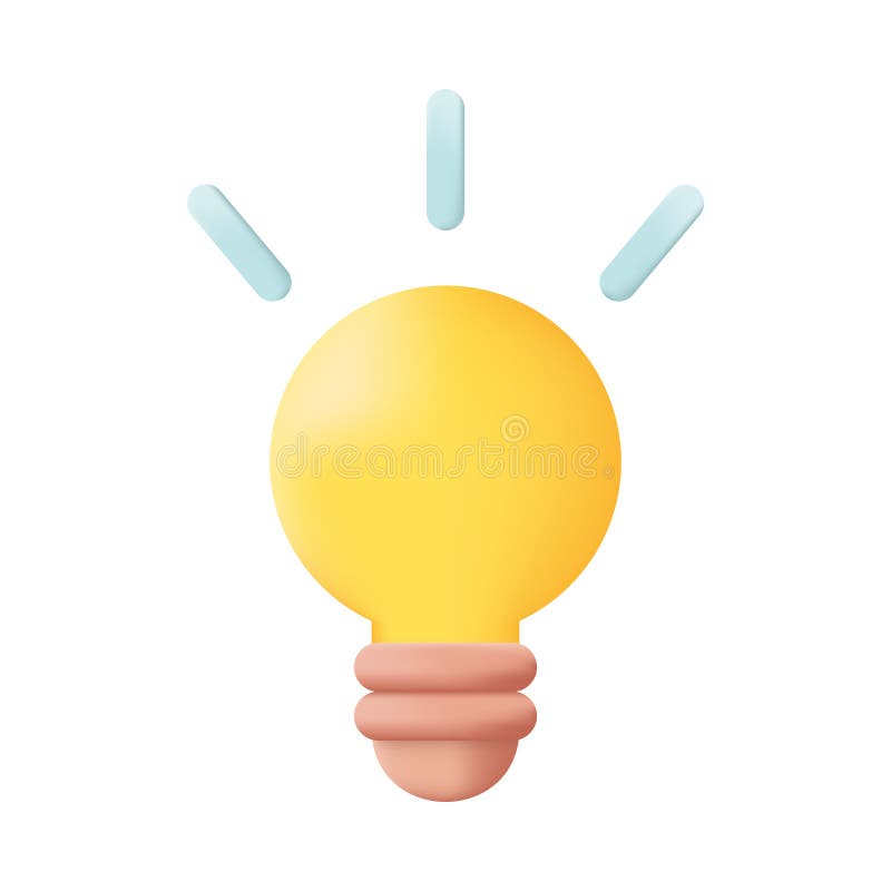 Yellow Light Bulb 3D Icon Graphic Vector Stock Vector - Illustration of ...