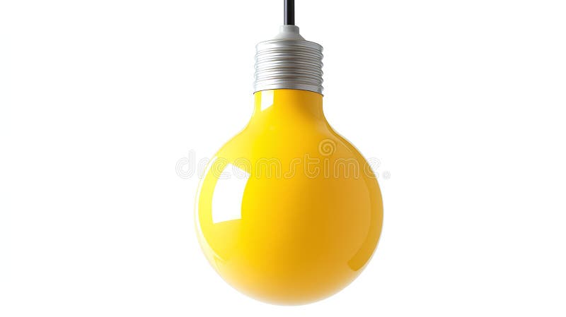 Yellow Light Bulb Hanging from a Wire. AI Generated Stock Illustration ...