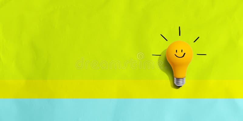 Yellow Light Bulb with Happy Face Stock Image - Image of bulb, idea ...