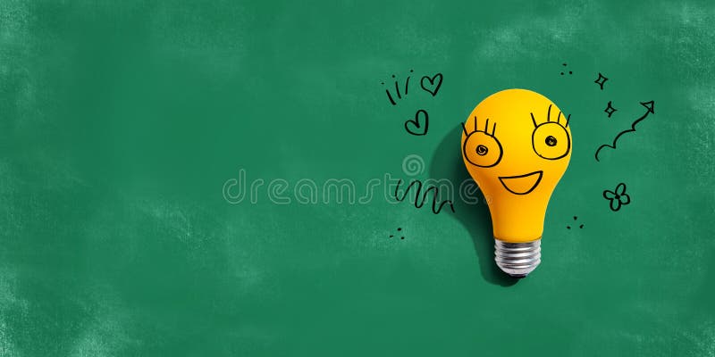 Yellow Light Bulb with Happy Face Stock Photo - Image of power, social ...