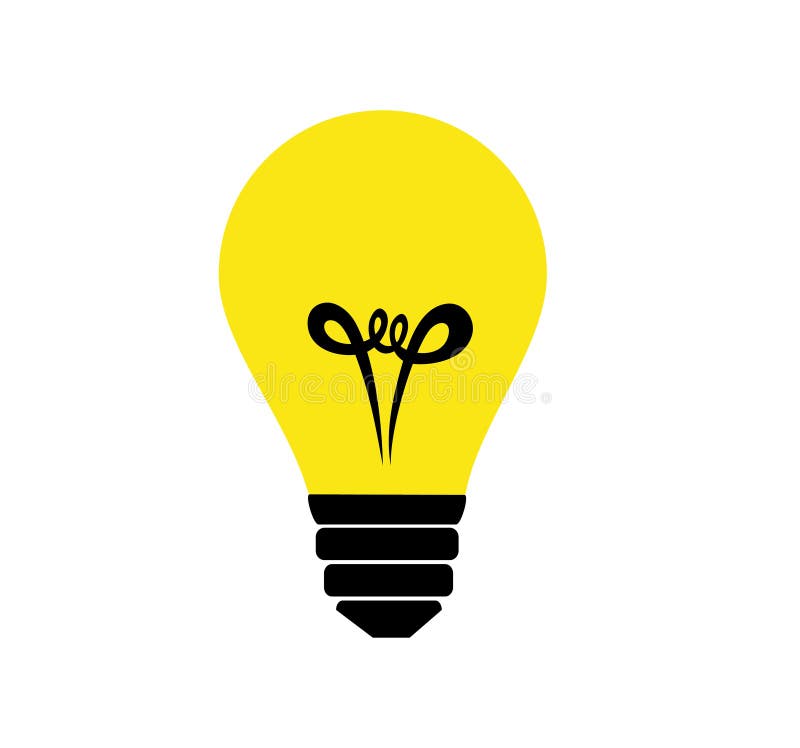 Yellow Light Bulb Icon with Concept of Idea. Vector Isolated on Stock ...