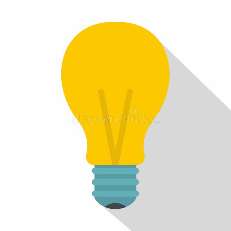 Yellow Light Bulb Icon, Flat Style Stock Vector - Illustration of bulb ...