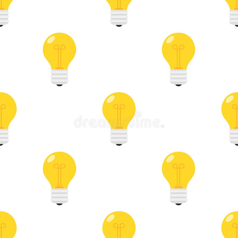 Yellow Light Bulb Icon Seamless Pattern Stock Vector - Illustration of ...