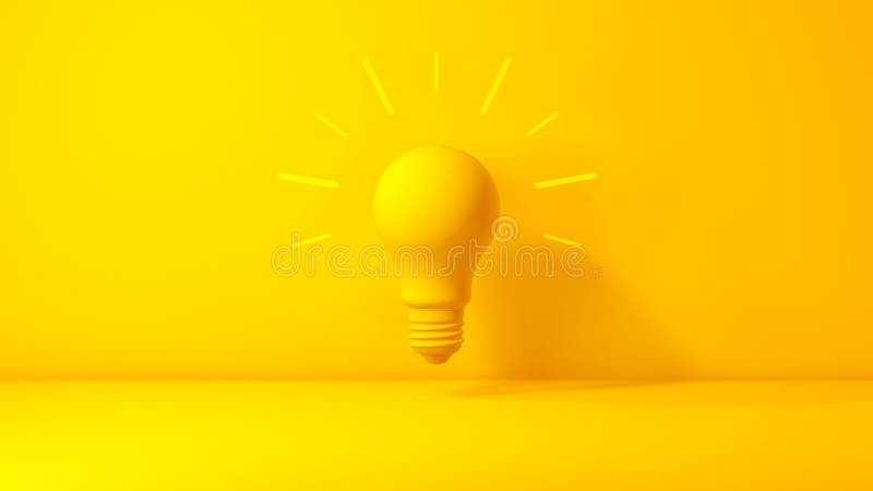 Yellow Light Bulb Idea on a Yellow Studio Background. Stock ...