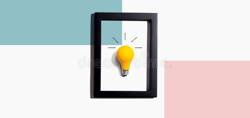 Yellow Light Bulb Inside a Frame - Inspiration, Creativity Themes Stock ...