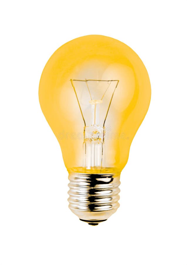 Yellow Light Bulb Isolated On Orange Background Stock Photo - Image of ...
