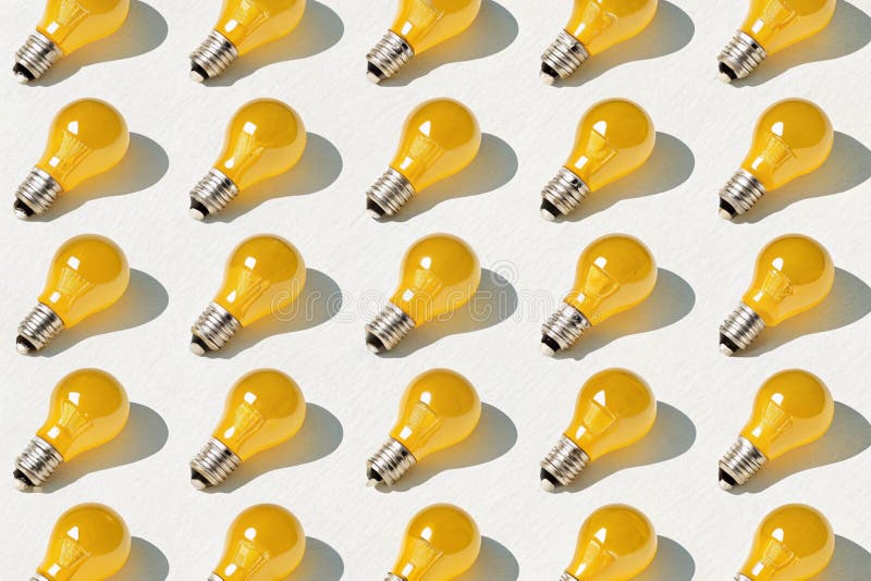 Yellow Light Bulb Pattern with Shadow - Generated by Ai Stock ...
