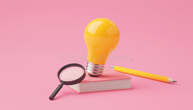 Yellow Light Bulb with Pencil Stock Image - Image of render, vision ...