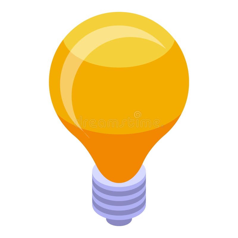 Yellow Light Bulb Shining Bright Isometric Icon Stock Illustration ...