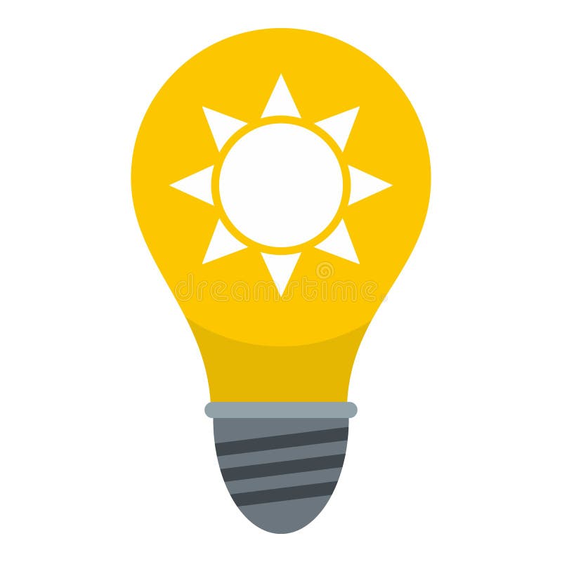 Yellow Light Bulb with Sun Inside Icon Stock Vector - Illustration of ...
