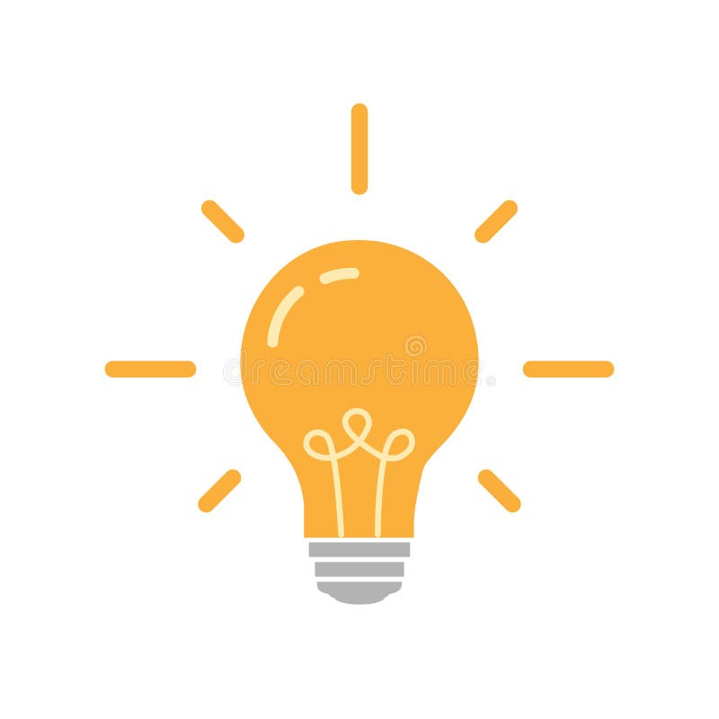 Yellow Light Bulb Symbol. Drawing To Isolated Vector Stock Vector ...