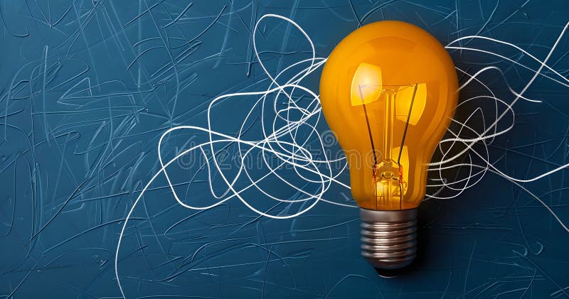 Yellow Lightbulb & Scribbles: Creative Thinking Stock Illustration ...