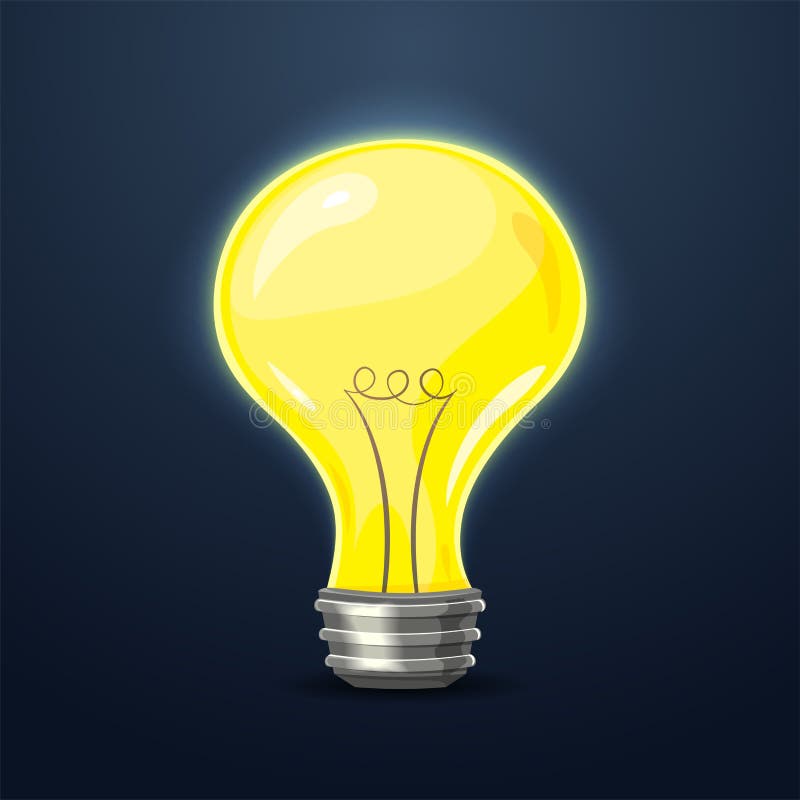 Yellow Light Bulb, Vector Illustration Stock Vector - Illustration of ...