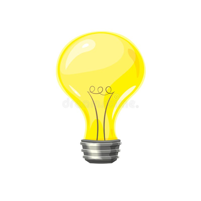Yellow Light Bulb, Vector Illustration Stock Vector - Illustration of ...