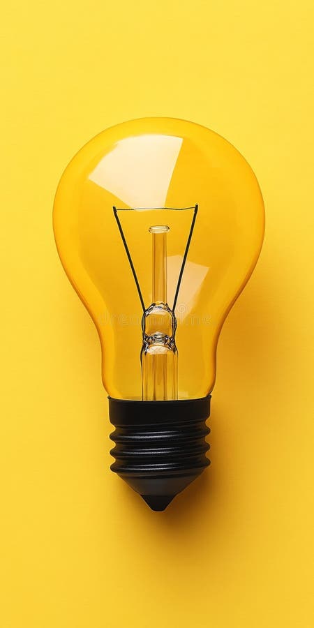 Yellow Light Bulb on Vibrant Yellow Background, Concept for Innovation ...