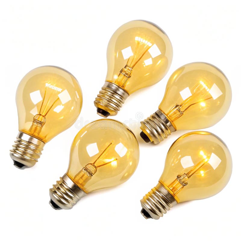 Yellow Light Bulbs Isolated on White Background Stock Illustration ...