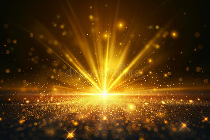A Yellow Light Burst on a Black Background, with Yellow Rays of ...