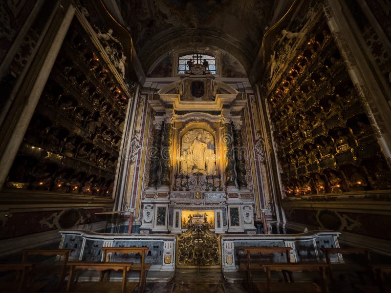 Yellow Light and Candles Inside a Cathedral Chapel Editorial Image ...