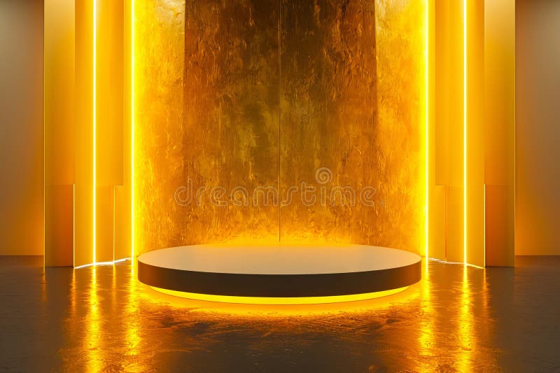 A Yellow Light in a Dark Room Stock Photo - Image of podium, glass ...