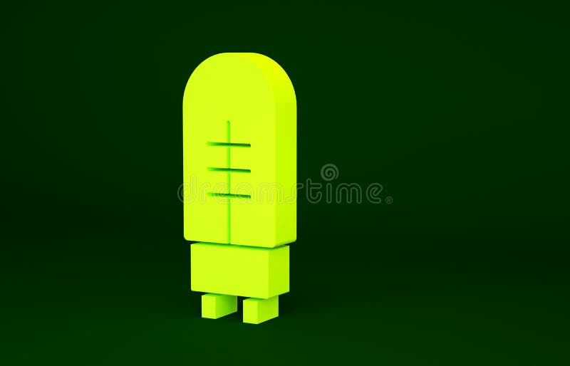 Yellow Light Emitting Diode Icon Isolated on Green Background ...