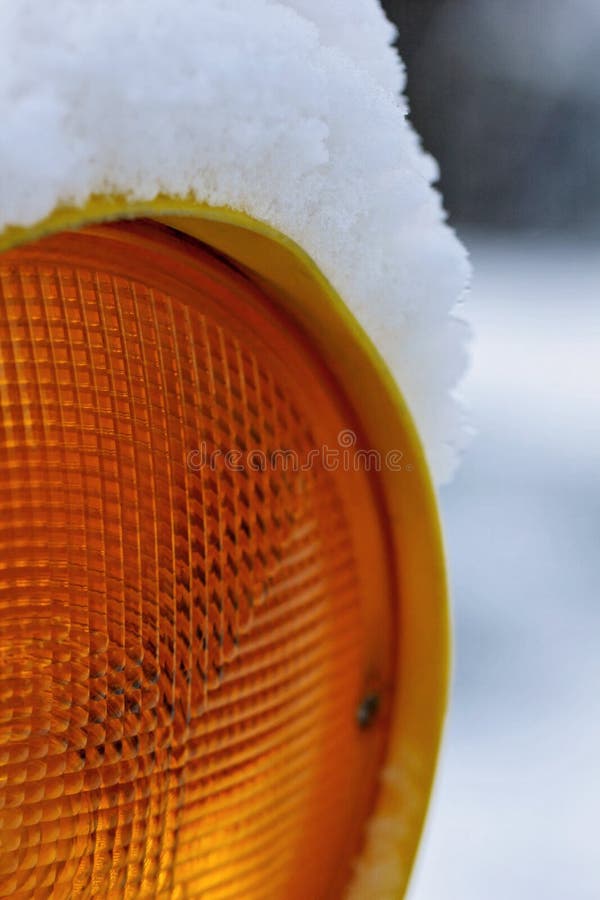 Yellow light with snow stock photo. Image of yellow, danger - 34947896