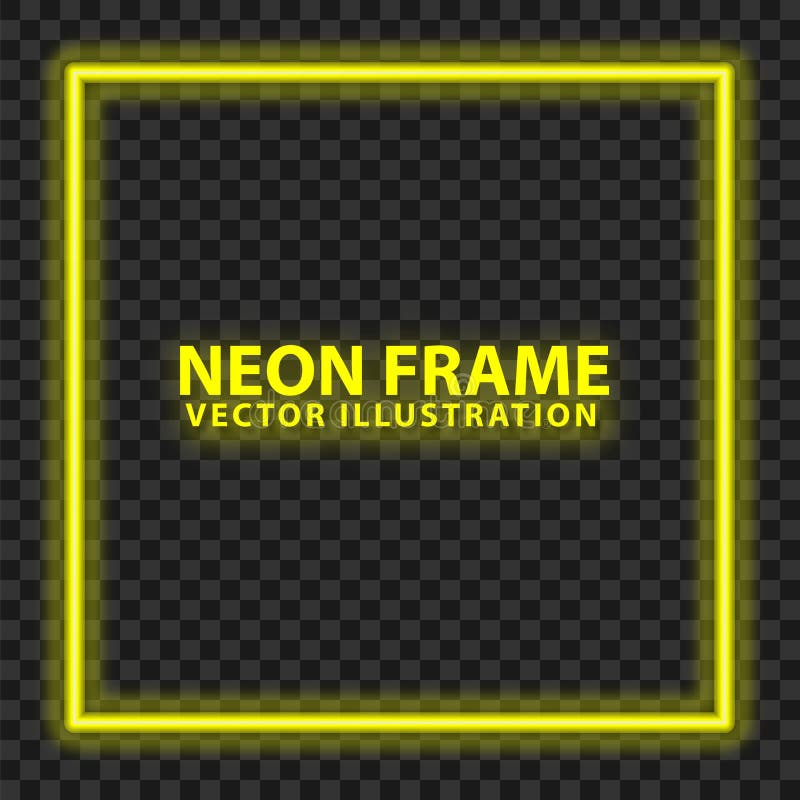 Yellow Light Square Neon Gas Frame, Vector Illustration Stock Vector ...
