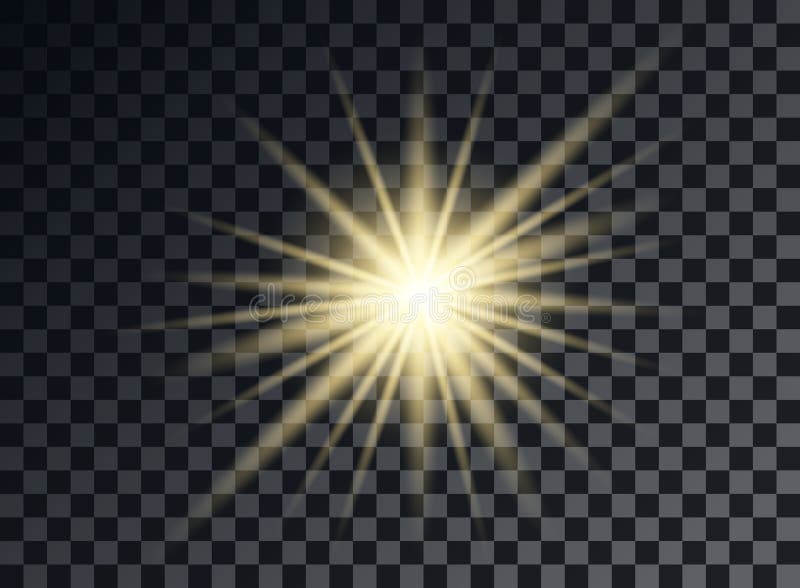The Yellow Light of the Sun, a Bright Flash. Vector Illustration ...