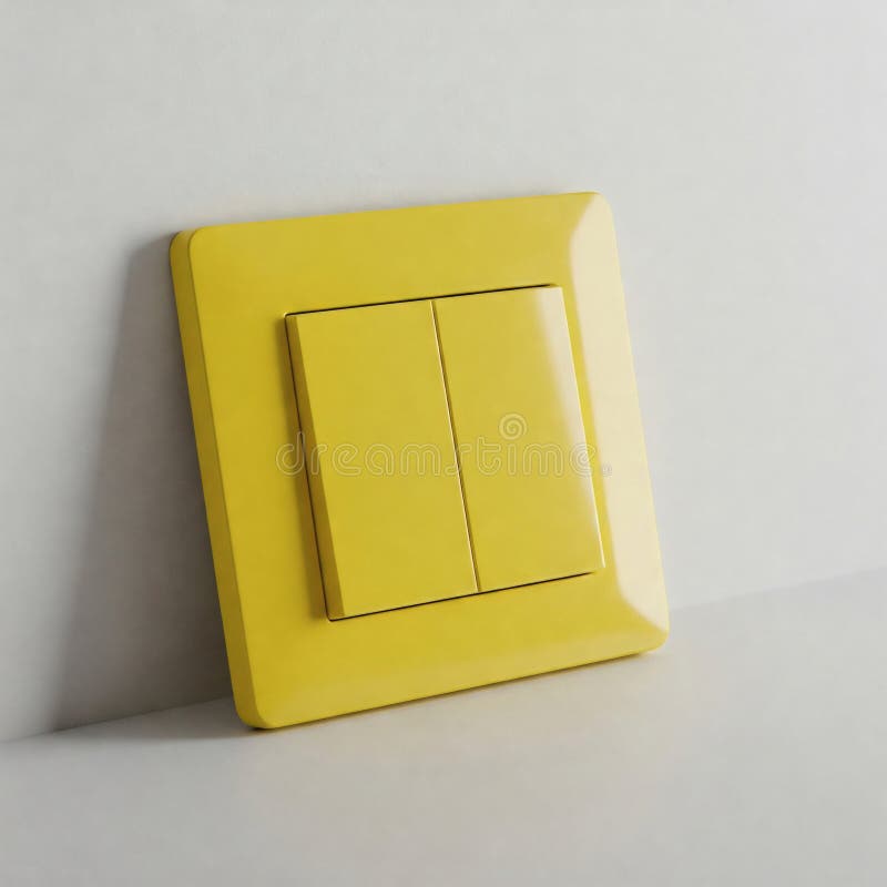 Yellow Light Switch on the Wall. 3d Render. Conceptual Image. Stock ...