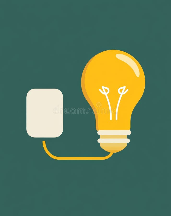 Yellow Lightbulb Connected To Computer Mouse on Green Background Stock ...