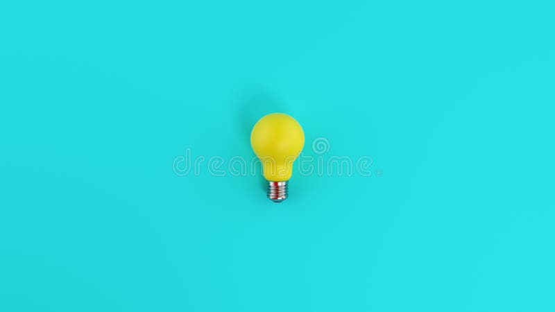 Yellow Lightbulb on Cyan Background. Concept of Creativity and Idea ...