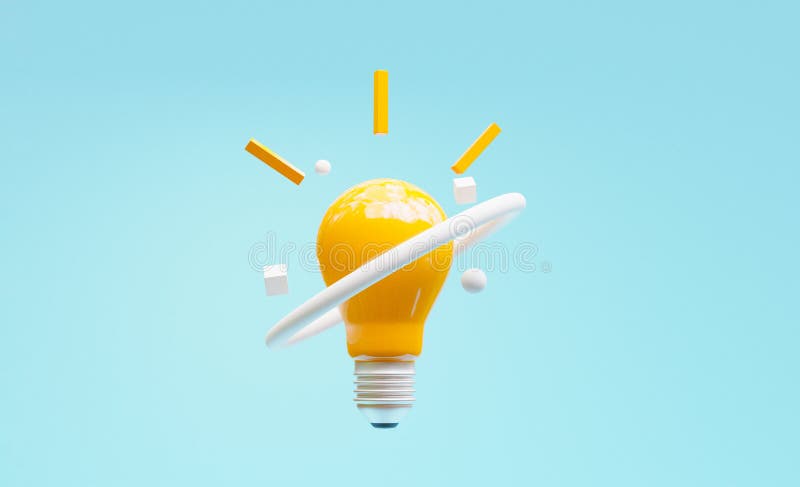 Yellow Lightbulb with Glowing and White Ring for Creative Thinking Idea ...