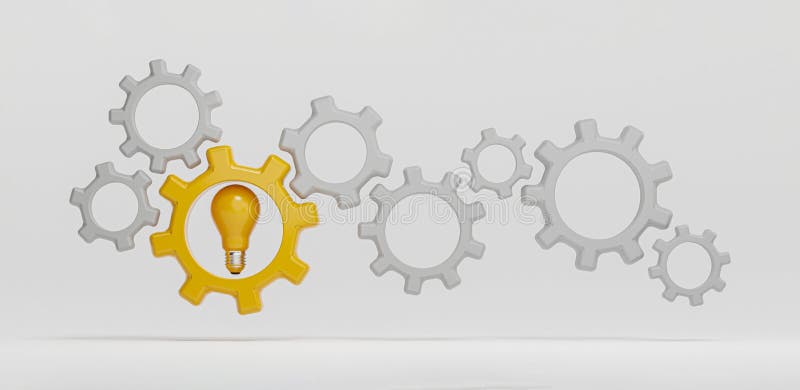 Yellow Lightbulb with Mechanical Gear for Creative Thinking Idea and ... Yellow Lightbulb with Mechanical Gear for Creative Thinking Idea and ...