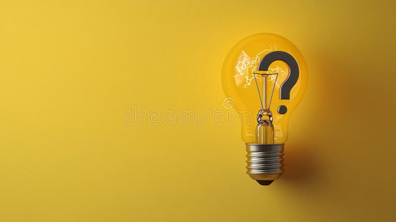 Yellow Lightbulb with Question Mark on Yellow Background Stock ...