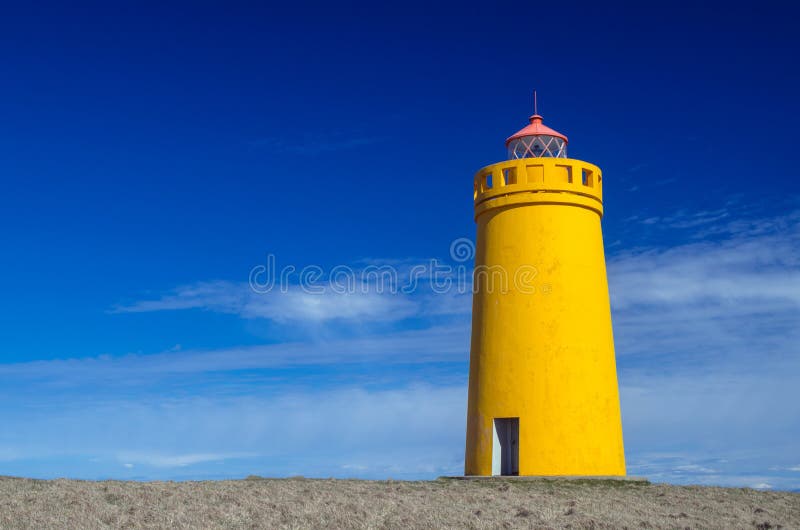 Yellow Lighthouse in Iceland Stock Image - Image of tower, scenic: 17859041